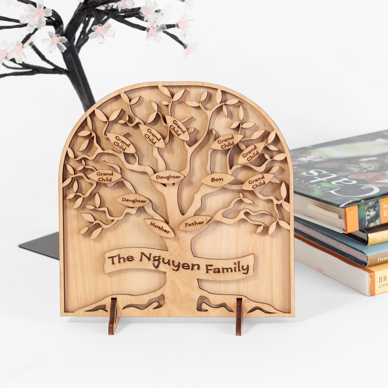 Personalized Family Tree - Laser Cut Gift for Grandparents - Etsy
