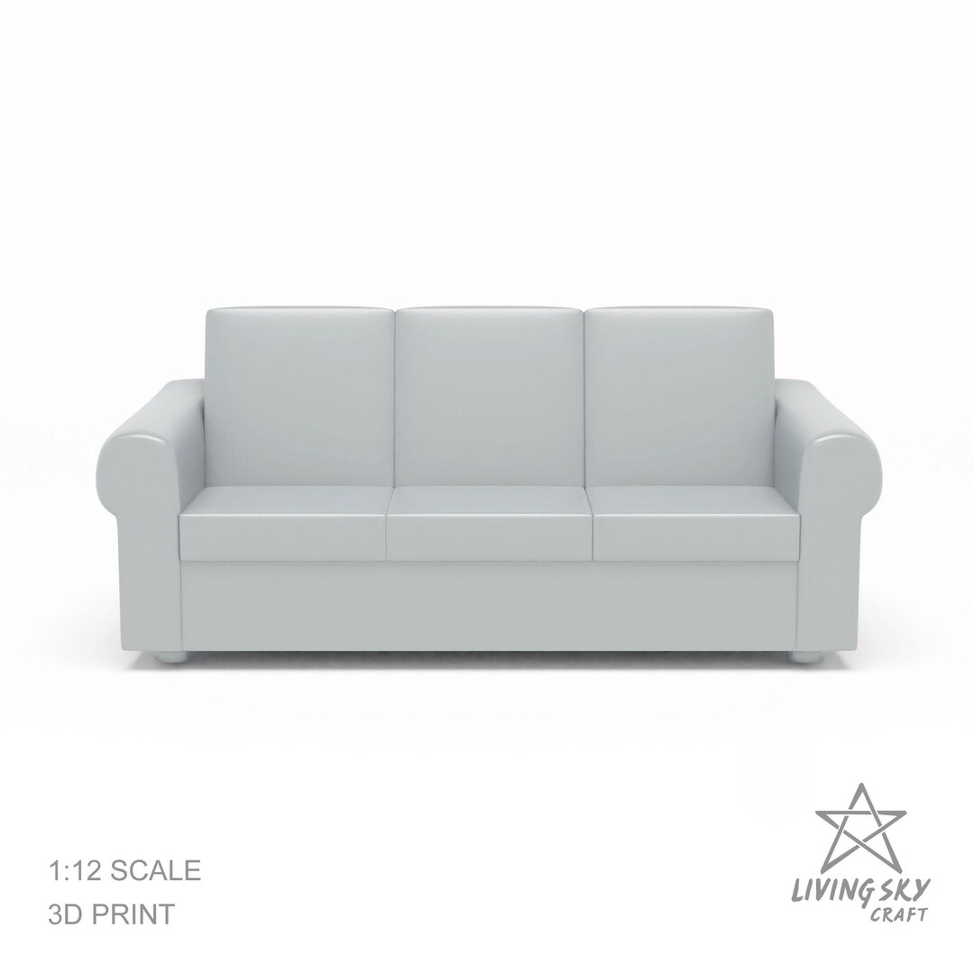 1:12 Scale Couch 3D Printed Gray Model | UIL Unit Set OAP | Legends ...