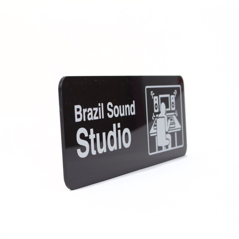 Music Producer's Studio Door Sign | Black Acrylic With Custom Studio ...