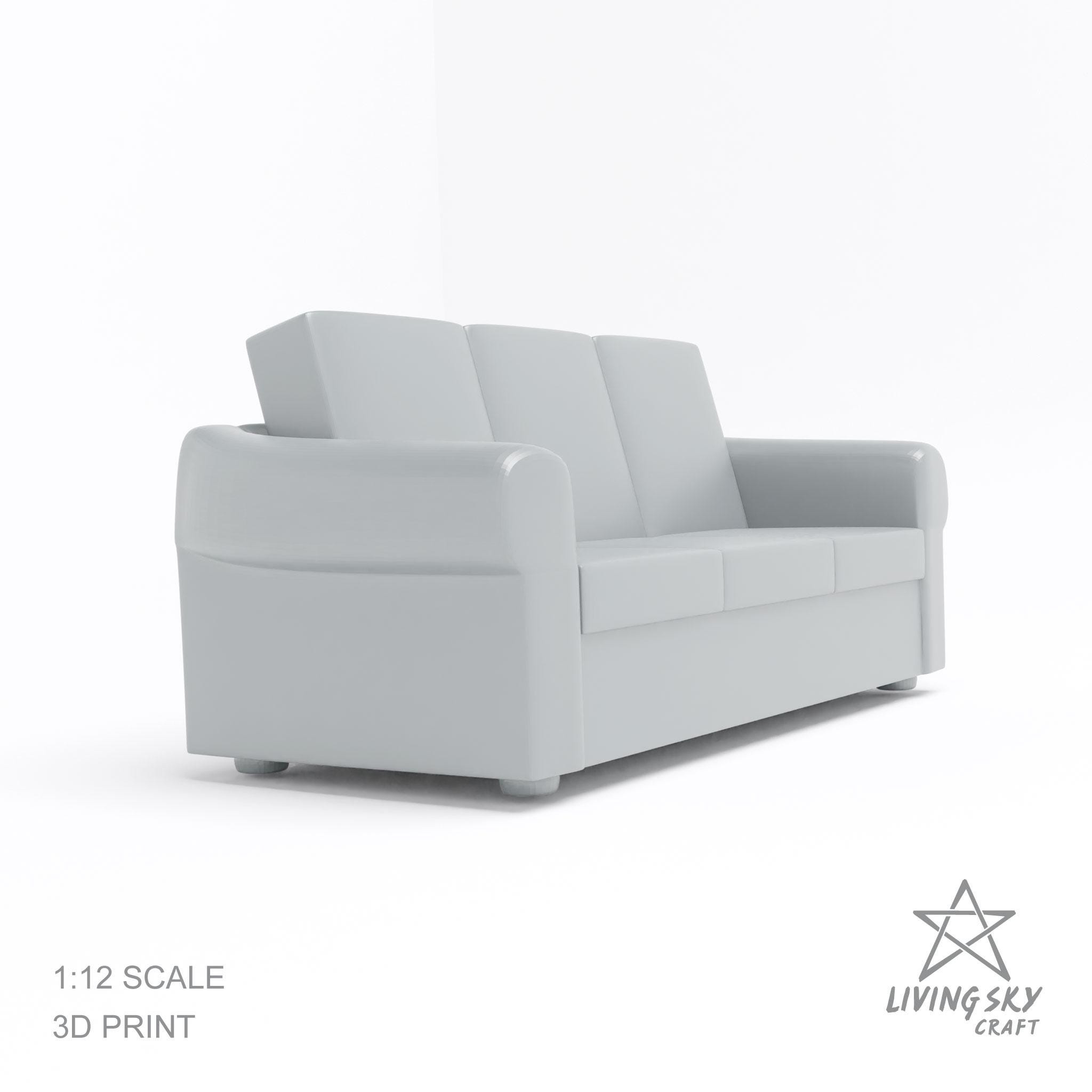 1:12 Scale Couch 3D Printed Gray Model | UIL Unit Set OAP | Legends ...