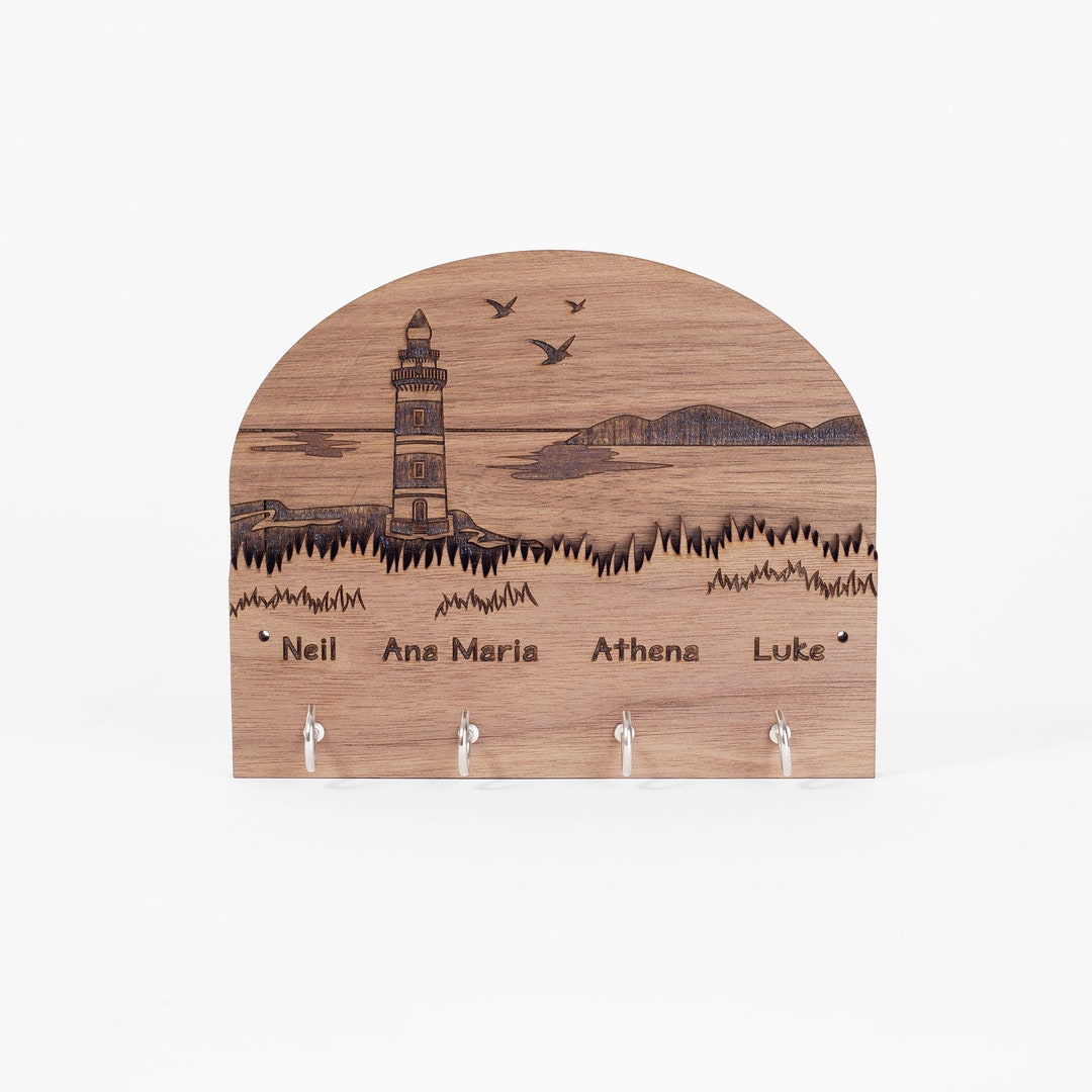 Lighthouse and Oceanscape - Custom Laser Engraved Key Hanger - Etsy