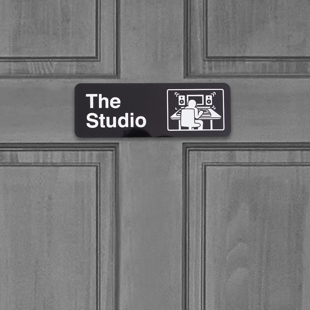 Music Producer's Studio Door Sign | Black Acrylic With Custom Studio ...