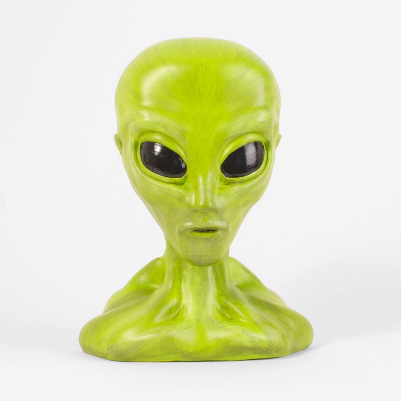 Green Extraterrestrial, Hand Painted, 3D Sculpted Atliens Bust - Gift ...