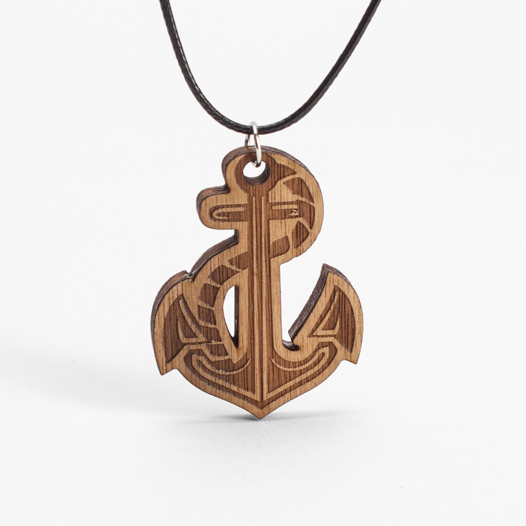 Anchor With Rope - Laser Engraved Walnut Pendant Gift for Sailors - Etsy