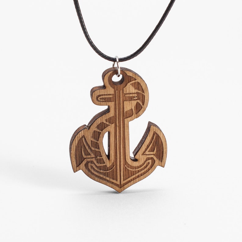 Anchor With Rope - Laser Engraved Walnut Pendant Gift for Sailors - Etsy