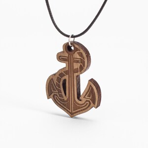 Anchor With Rope - Laser Engraved Walnut Pendant Gift for Sailors - Etsy