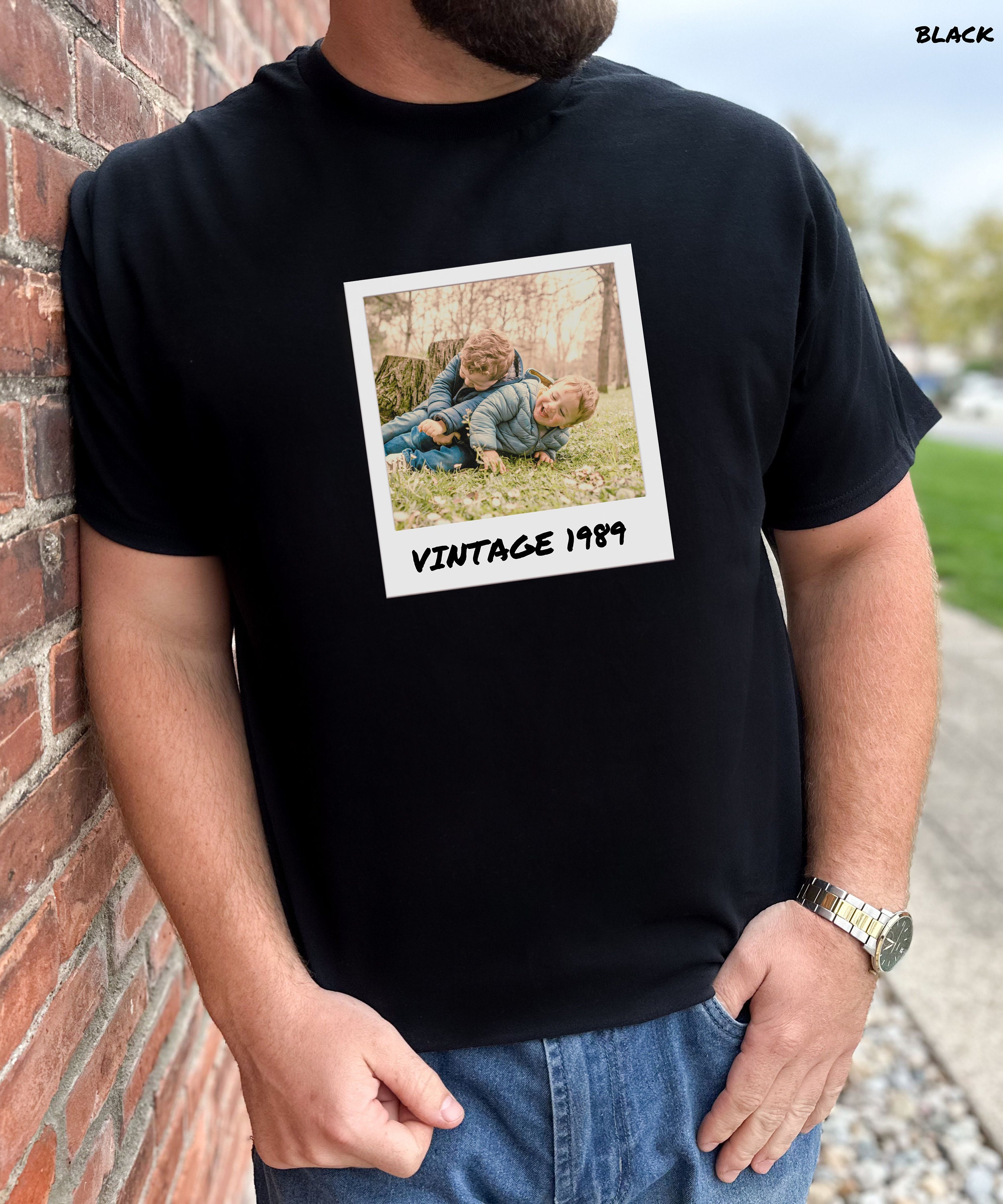 Custom Vintage Photo Shirt With Year, Custom Photo Birthday Year Shirt ...
