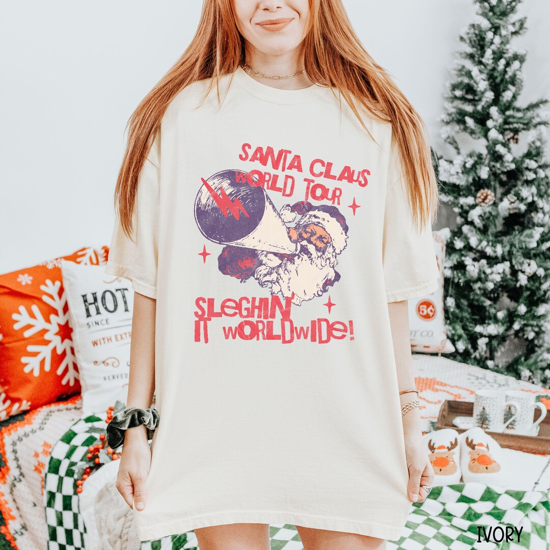 Retro Santa Claus World Tour Shirt, Retro Santa Claus Comfort Colors ...