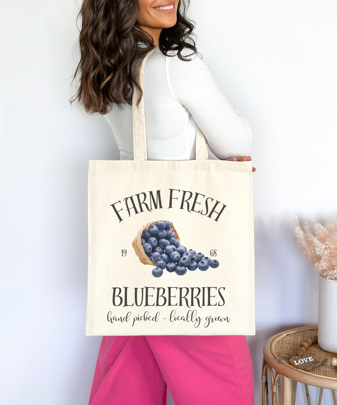 Blueberry Tote Bag, Farm Fresh Blueberries Tote Bag, Farmers Market ...