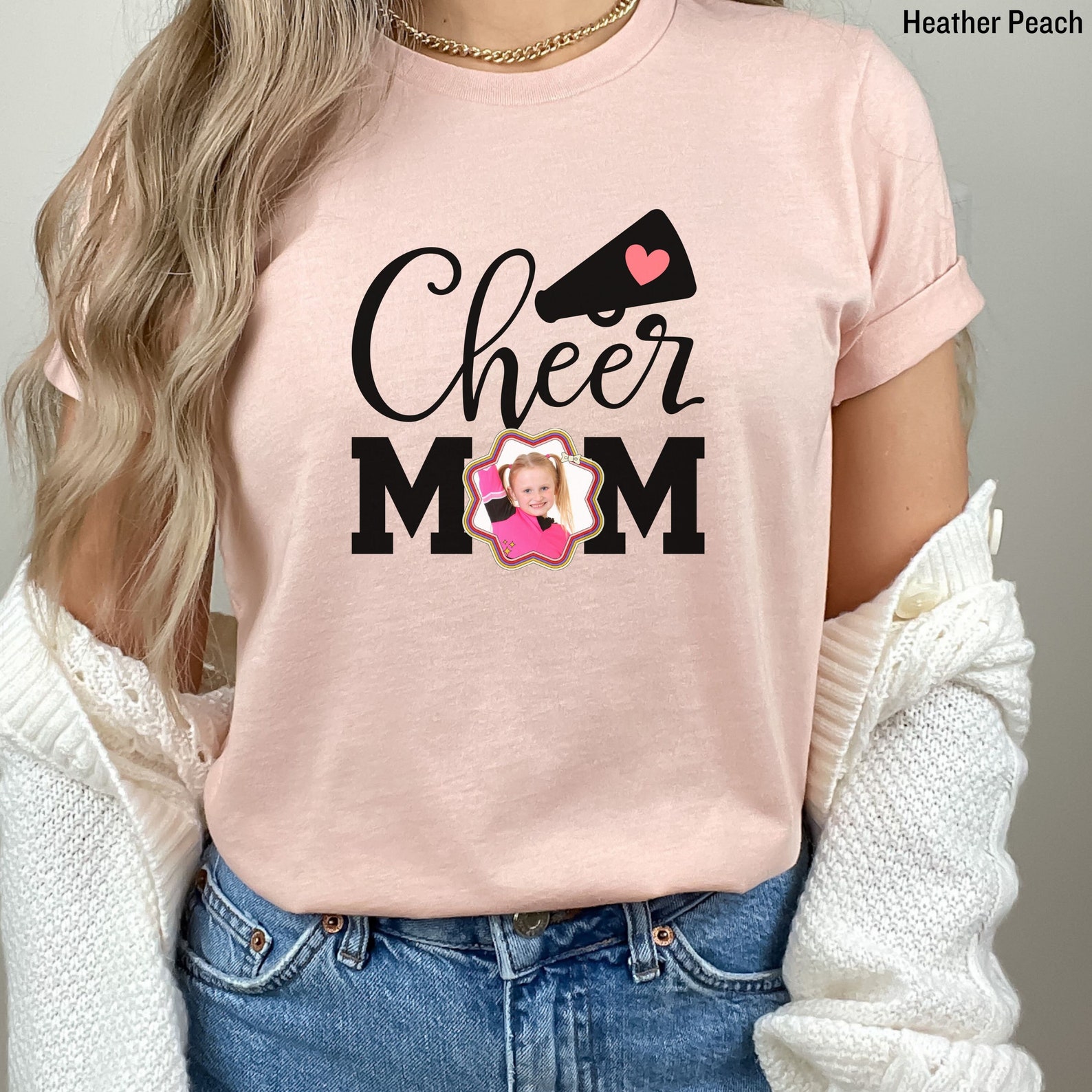 Custom Cheer Mom Shirt With Photo, Custom Photo Cheer Mom Shirt ...
