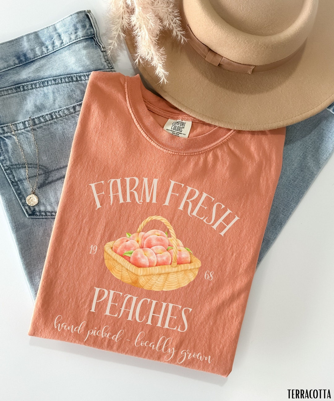 Peach Shirt, Farm Fresh Peaches Comfort Colors® Shirt, Peach Lover ...