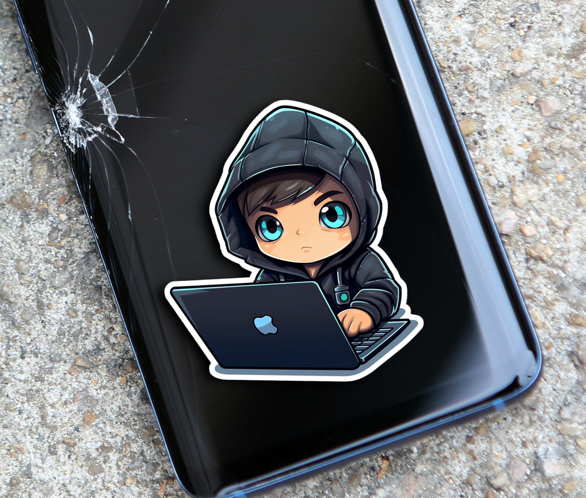 Computer Hacker Wearing Hoodie, Hoodie, Cute, Manga, Adorable, Laptop ...