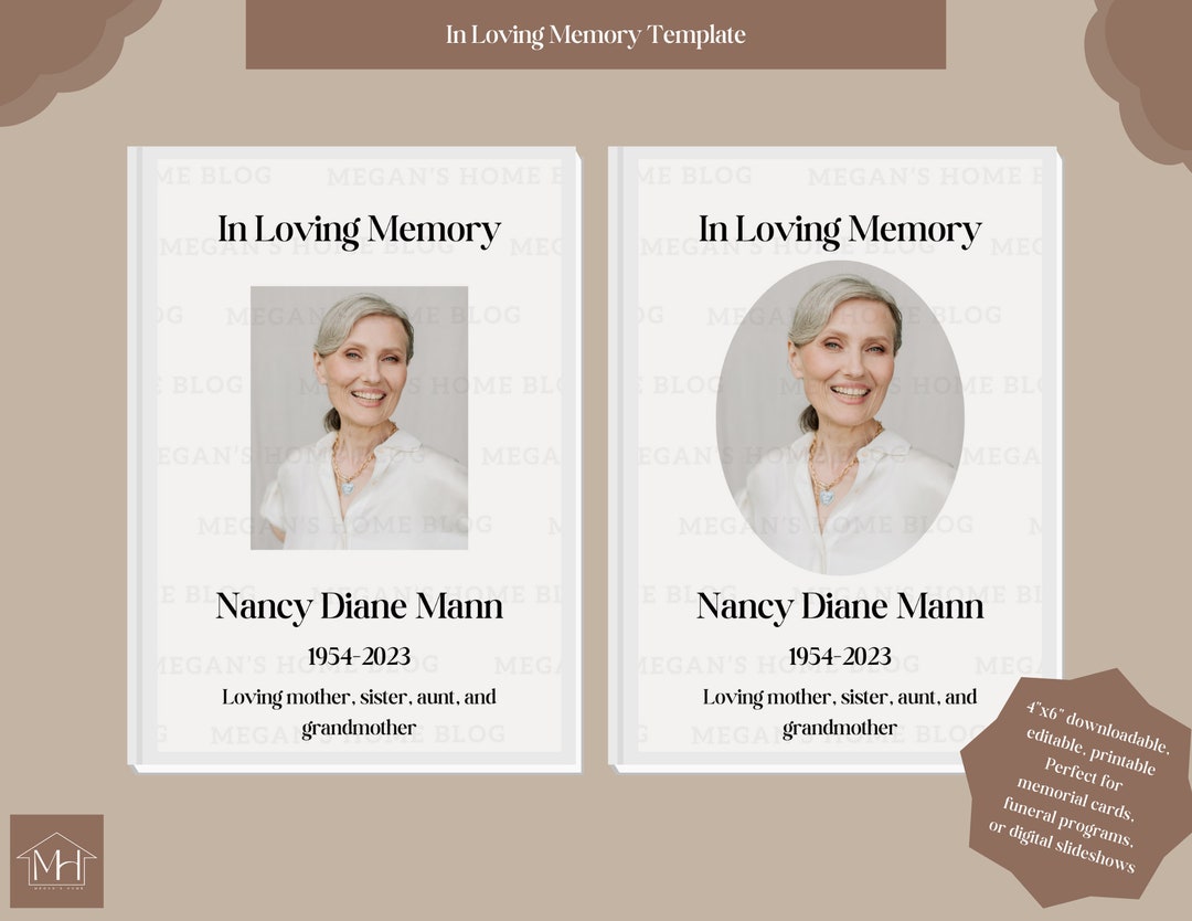 In Loving Memory 4x6 Vertical Memorial Card - Etsy