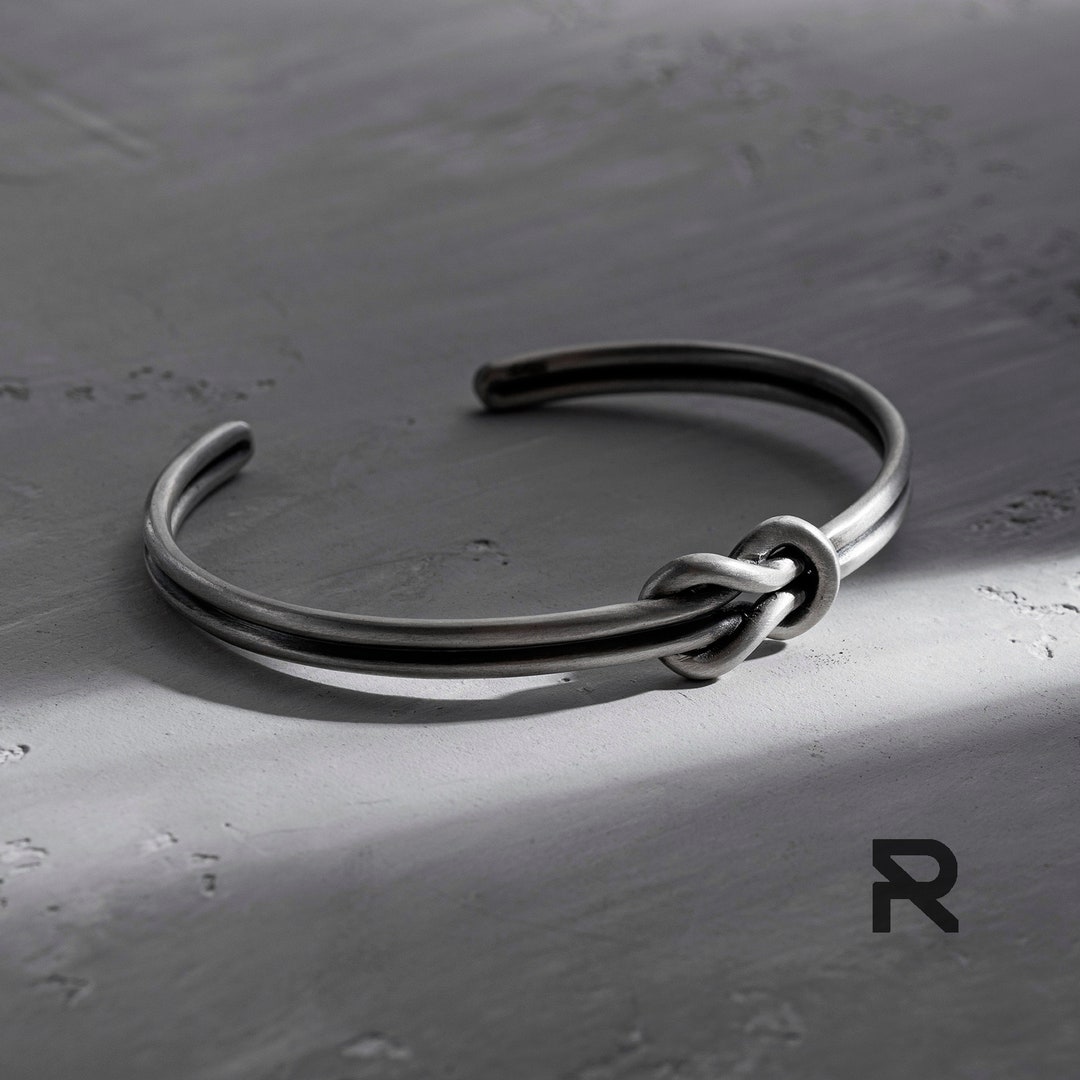 KNOTTED Sterling Silver Cuff, Mens Silver Cuff, Silver Mens Bracelet ...