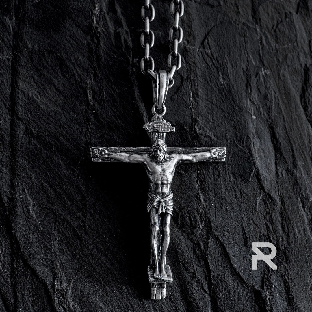 SILVER JESUS PENDANT, Religious Pendant, Silver Cross of the ...