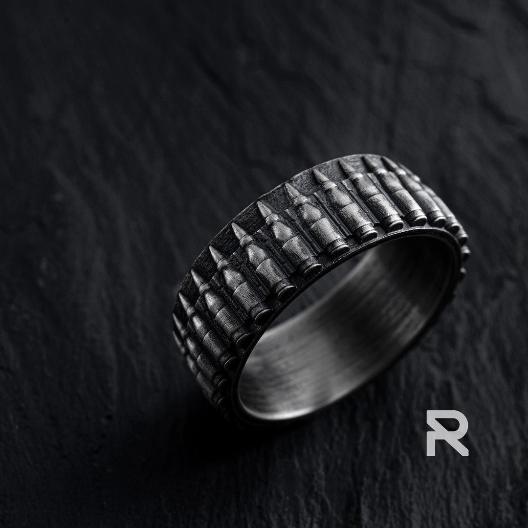 BULLETS Bold Statement Silver Rings for Men – Real 925 Sterling Silver ...
