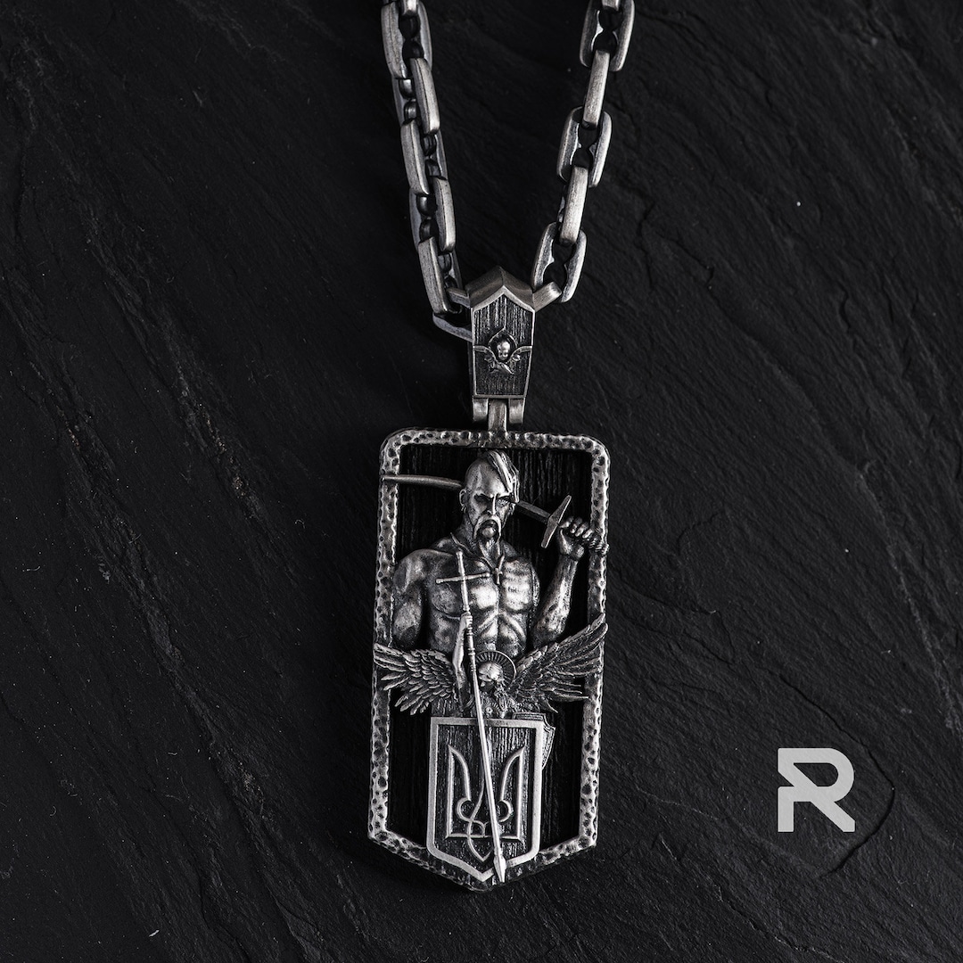 Ukrainian Cossack Pendant - Handmade Silver Jewelry With Ebony Accent ...