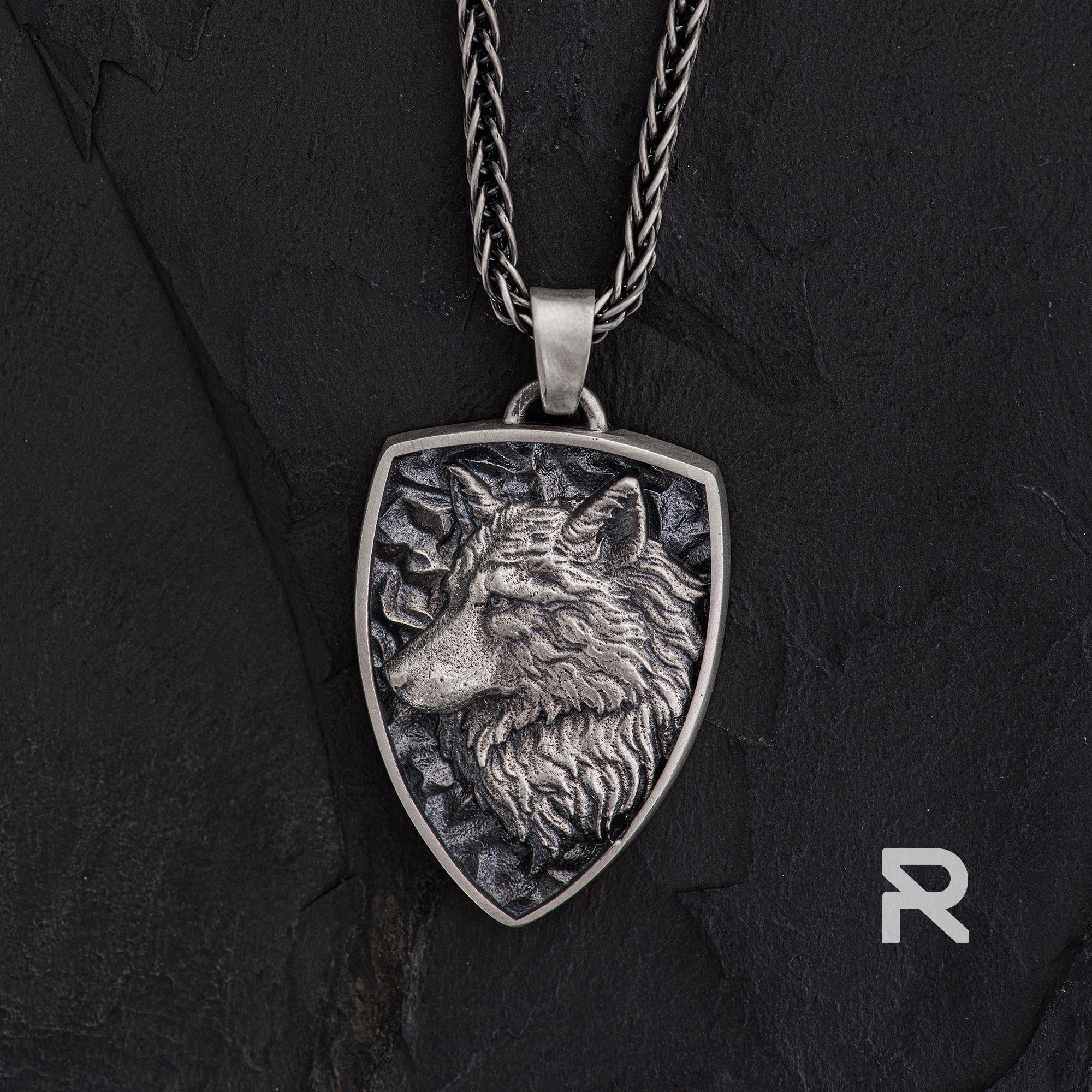 SILVER WOLF PENDANT, Animal Pendant, 925 Sterling Silver Wolf Head Mens ...