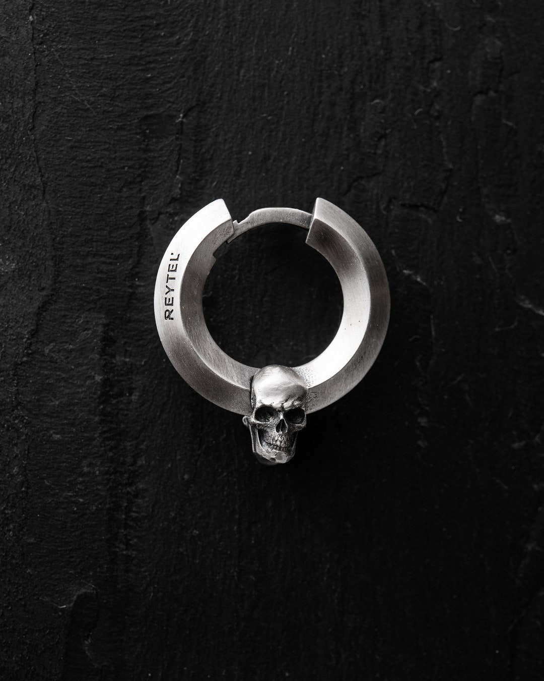 Mens Skull Earring, Mens Huggie Hoops, Silver Hoops Men, Male Circle ...
