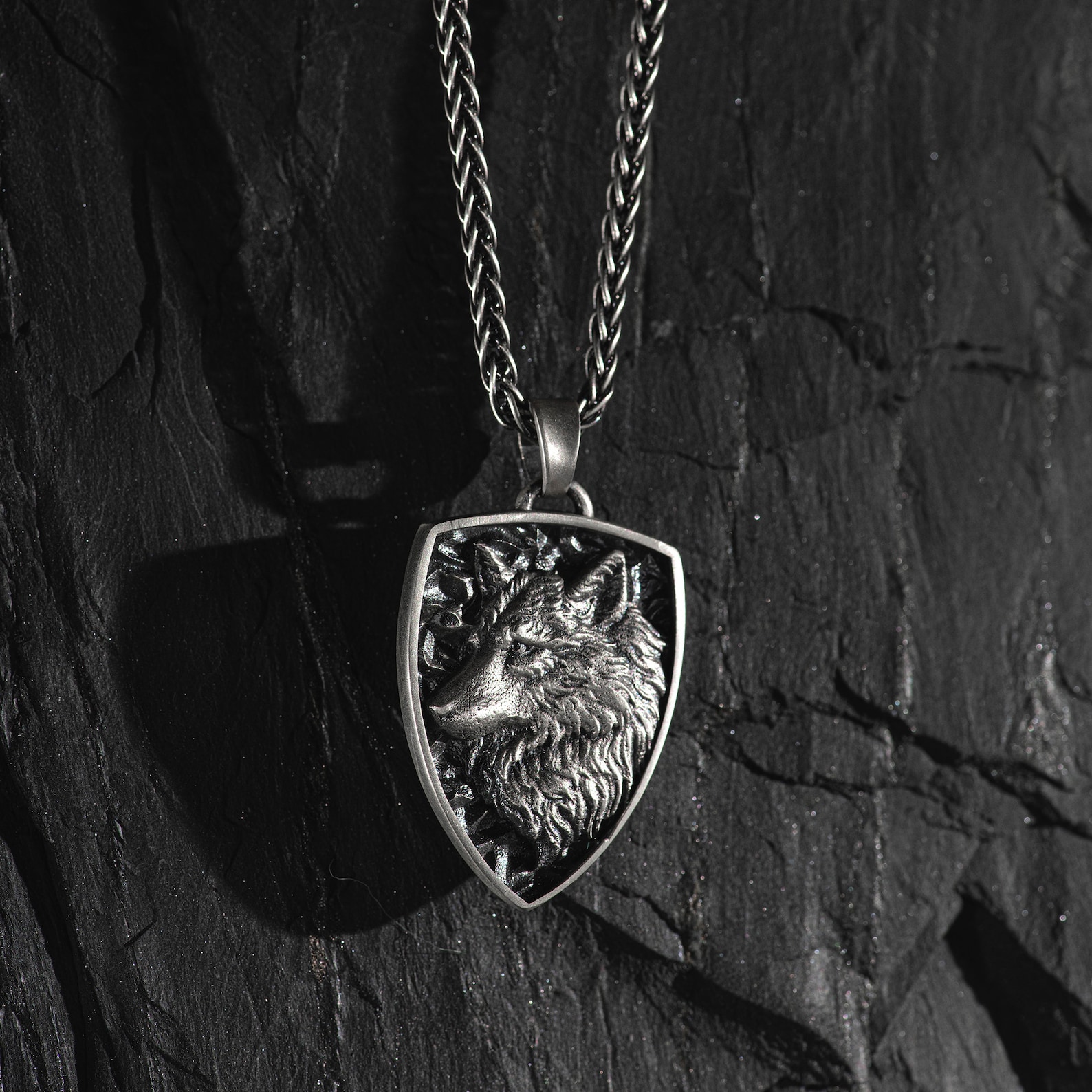 SILVER WOLF PENDANT, Animal Pendant, 925 Sterling Silver Wolf Head Mens ...