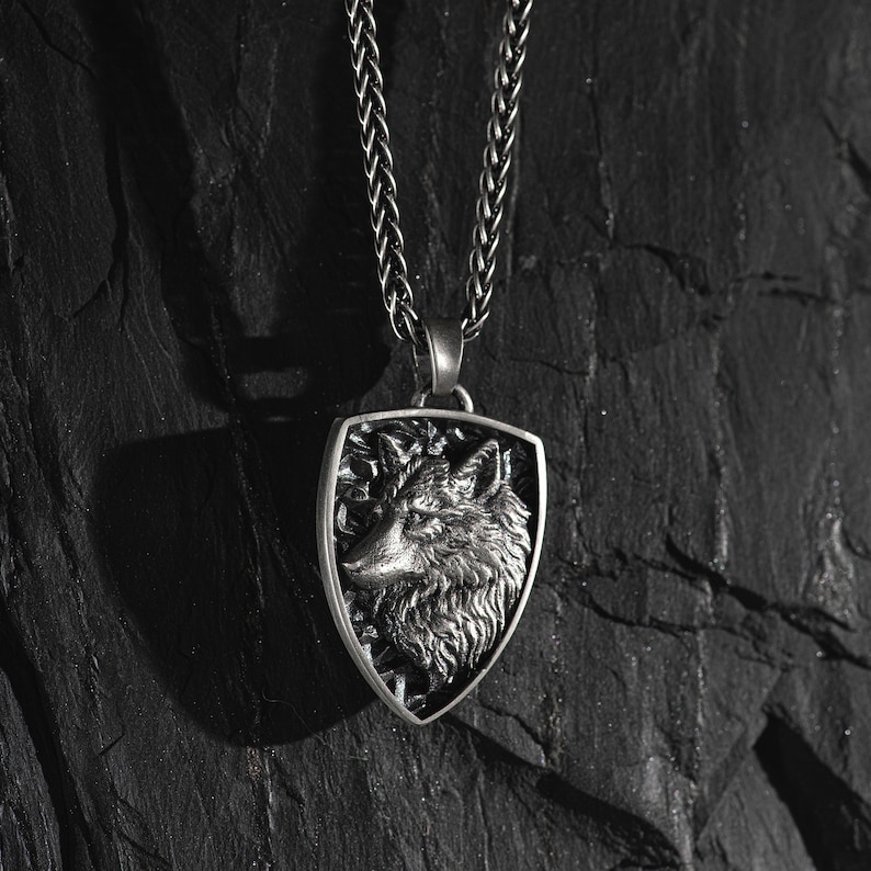 SILVER WOLF PENDANT, Animal Pendant, 925 Sterling Silver Wolf Head Mens ...