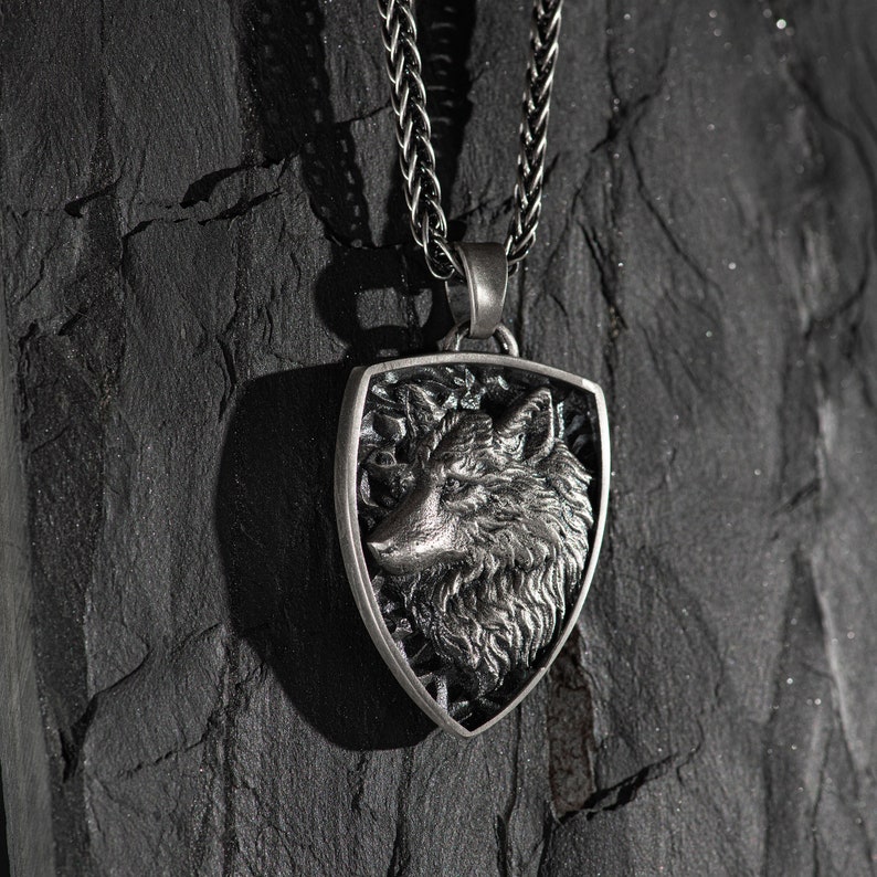 SILVER WOLF PENDANT, Animal Pendant, 925 Sterling Silver Wolf Head Mens ...