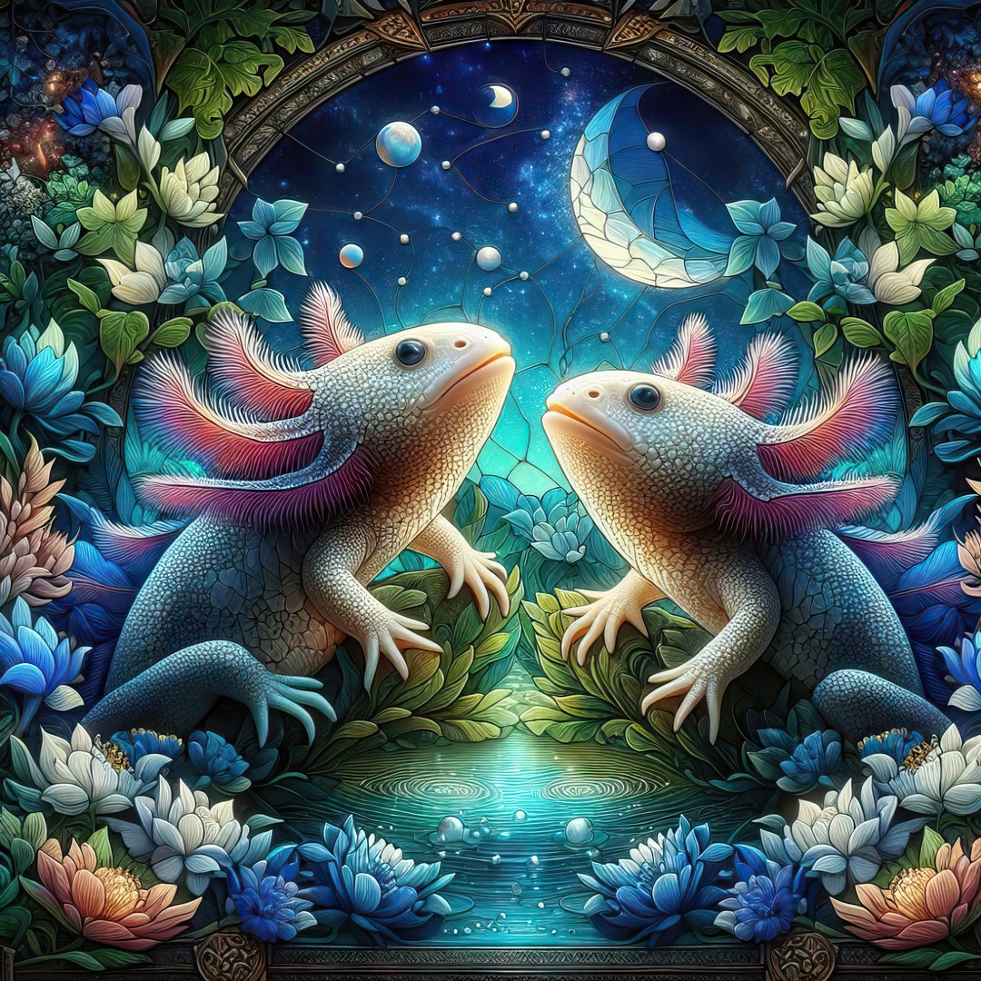 Cute Axolotl Art Print Poster 50 12x12 3D Hi-res on Red River 66lb ...