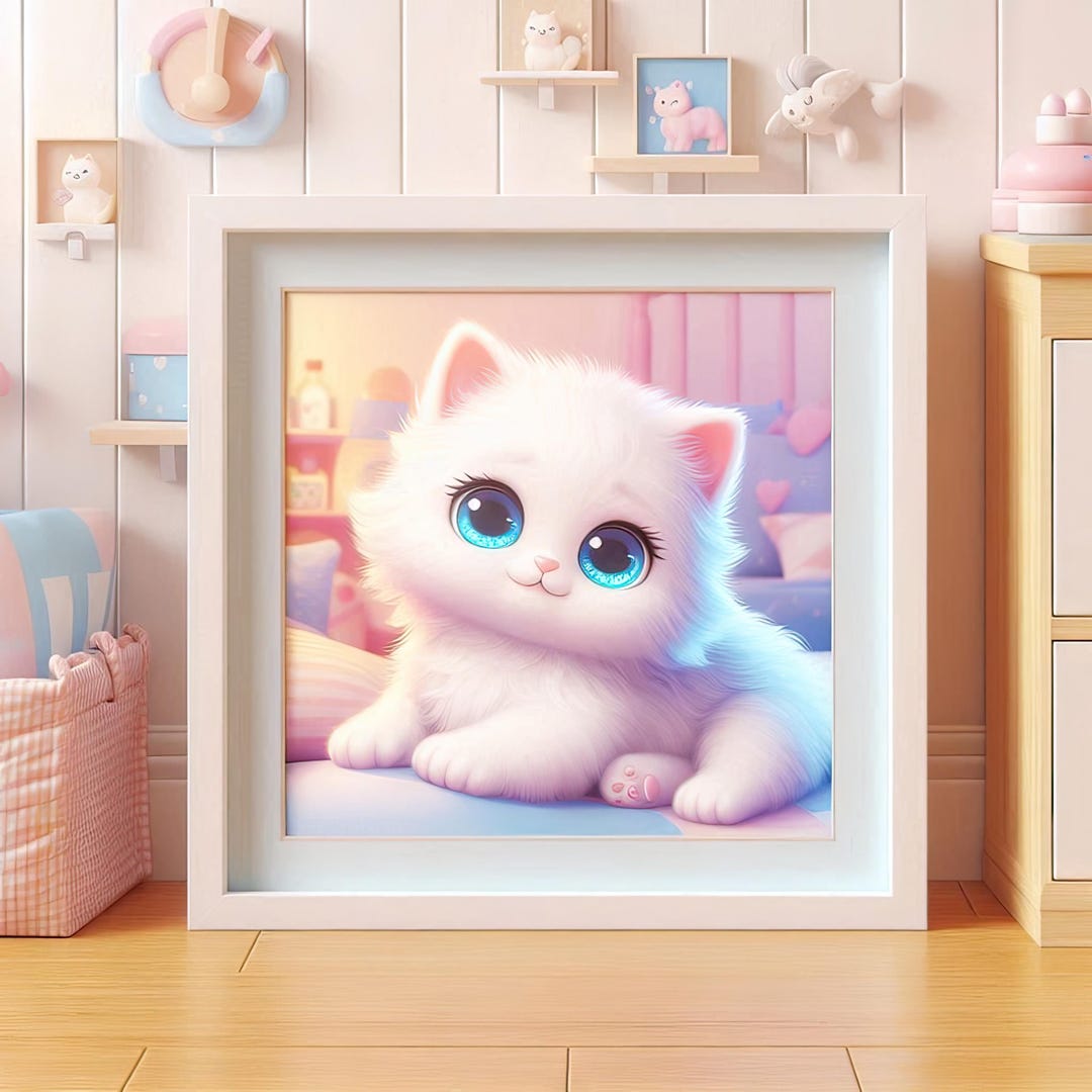 Cute Kawaii Kitten Art Print #7 | Pastel Cat Decor for Kids & Cat ...