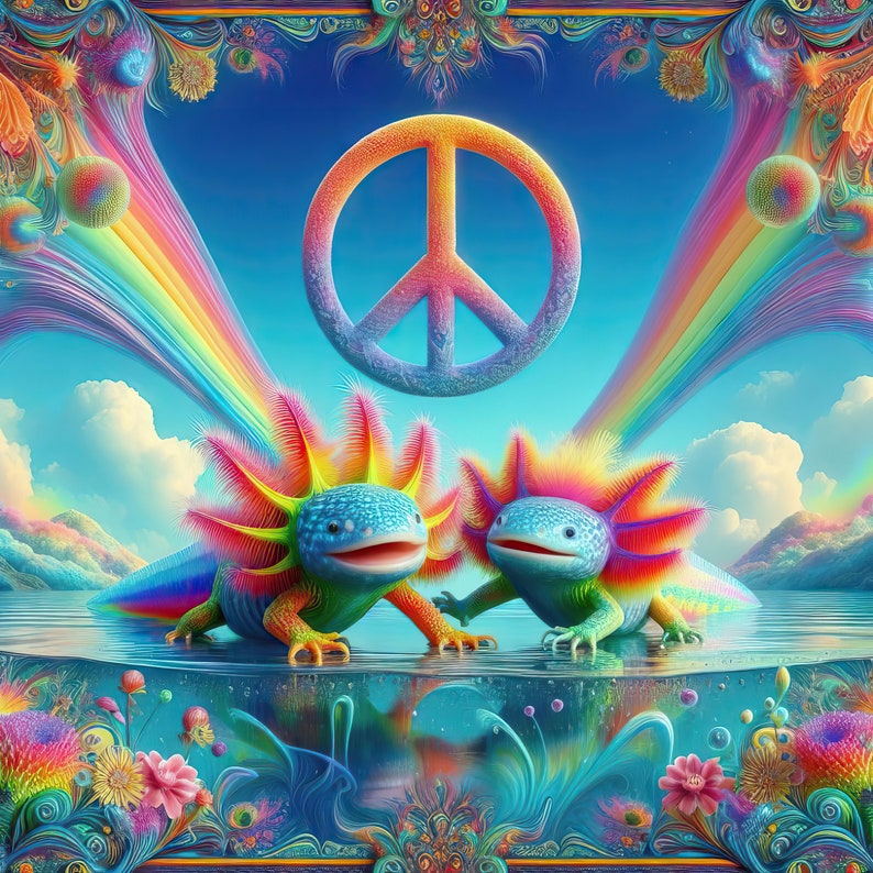 Cute Axolotl Art Print Poster 54 12x12 3D Hi-res on Red River 66lb ...