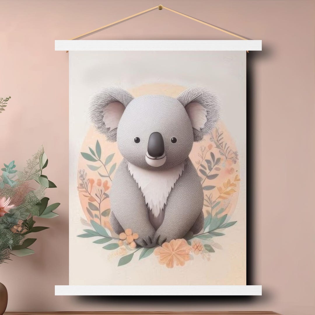 Cute Koala Bear Hanging Canvas Scroll Art for Kids Bedroom, Playroom ...