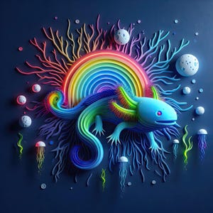 Cute Axolotl Art Print 12"x12" on Hi-res Red River 66lb. Palo Duro ...