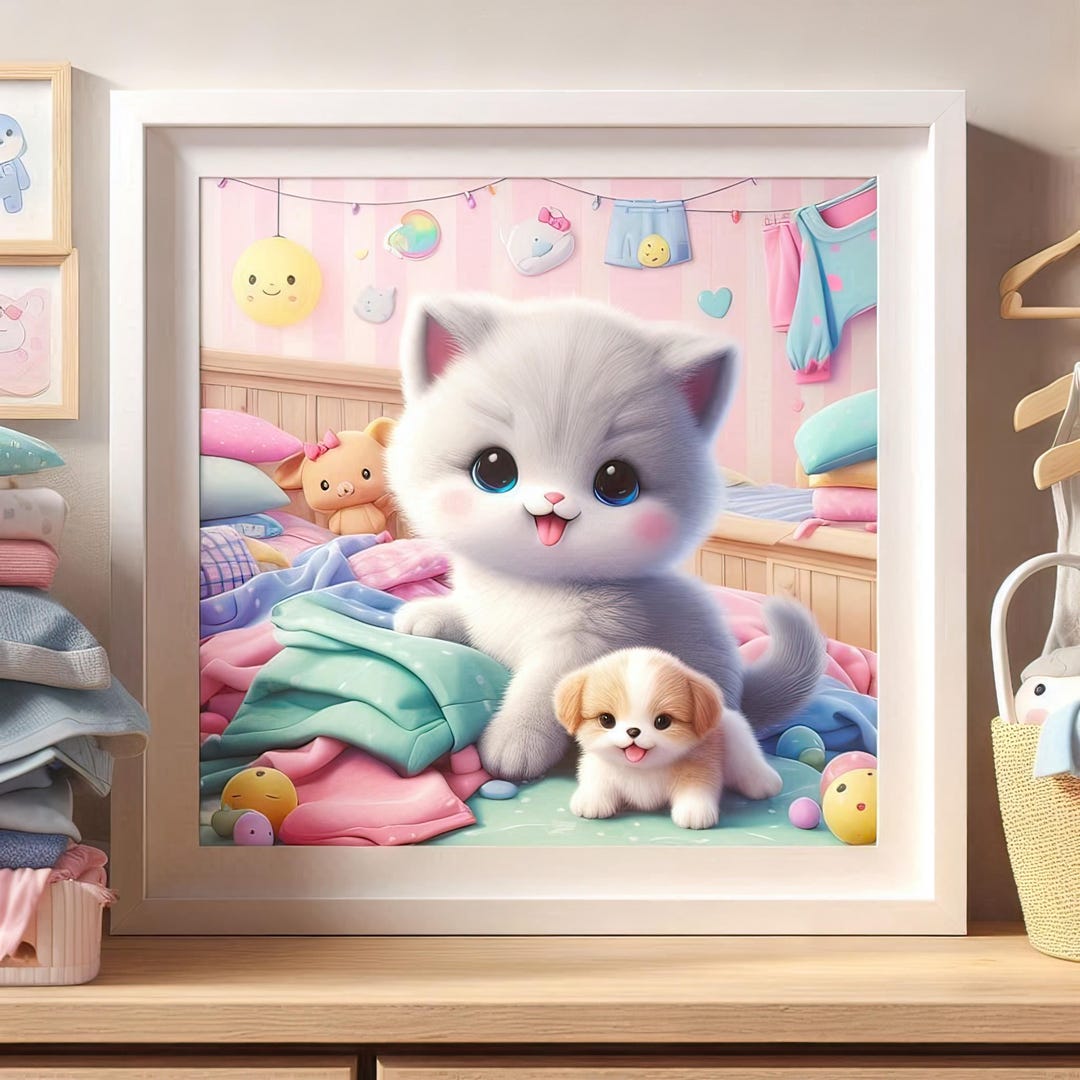 Cute Kawaii Kitten Art Print #27 | Pastel Cat Decor for Kids & Cat ...
