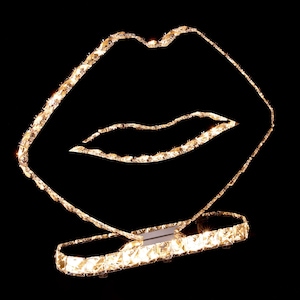 Modern Crystal LED Lips Decor - Stainless Steel and Transparent Crystal ...