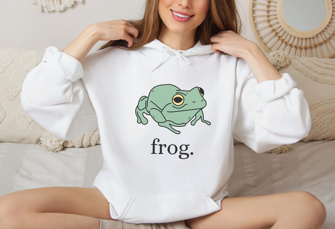Frog Hoodie, Cute Funny Frog Hooded Sweatshirt, Toad Sweater, Froggy ...