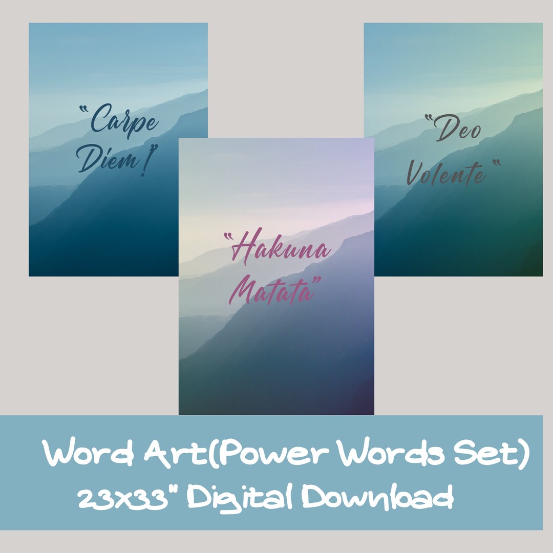 Minimalist Word Art power Words Set - Etsy