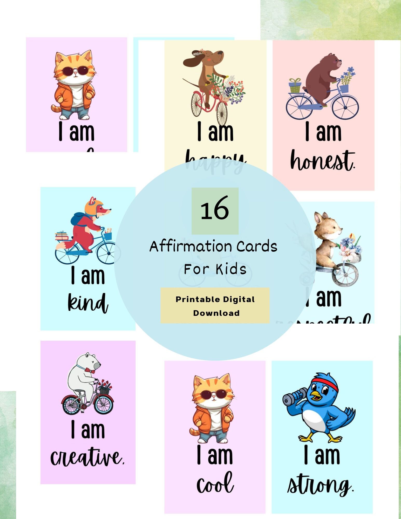 Affirmation Cards for Kids Cute Animals Affirmation Cards for - Etsy