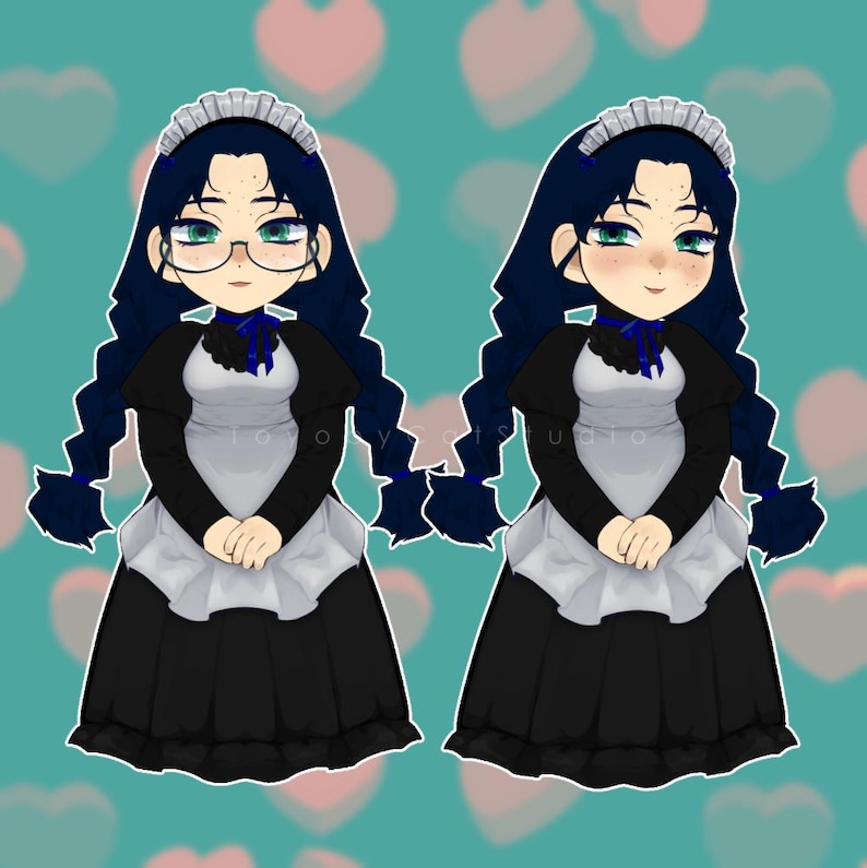 Premade Live2d Vtuber Model: Chibi Maid Girl With Toggles | Commercial ...