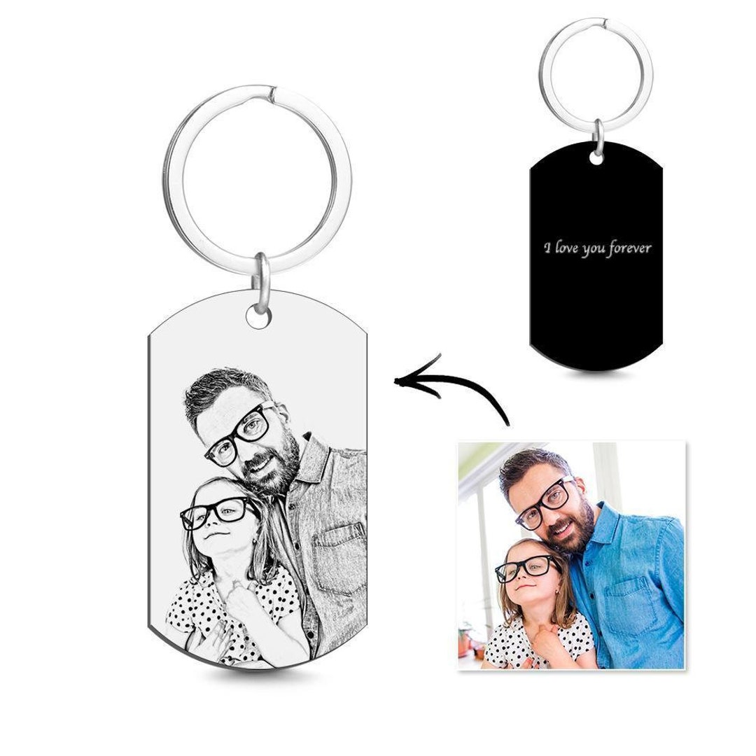 Photo Engraved Tag Key Chain With Engraving Black - Etsy