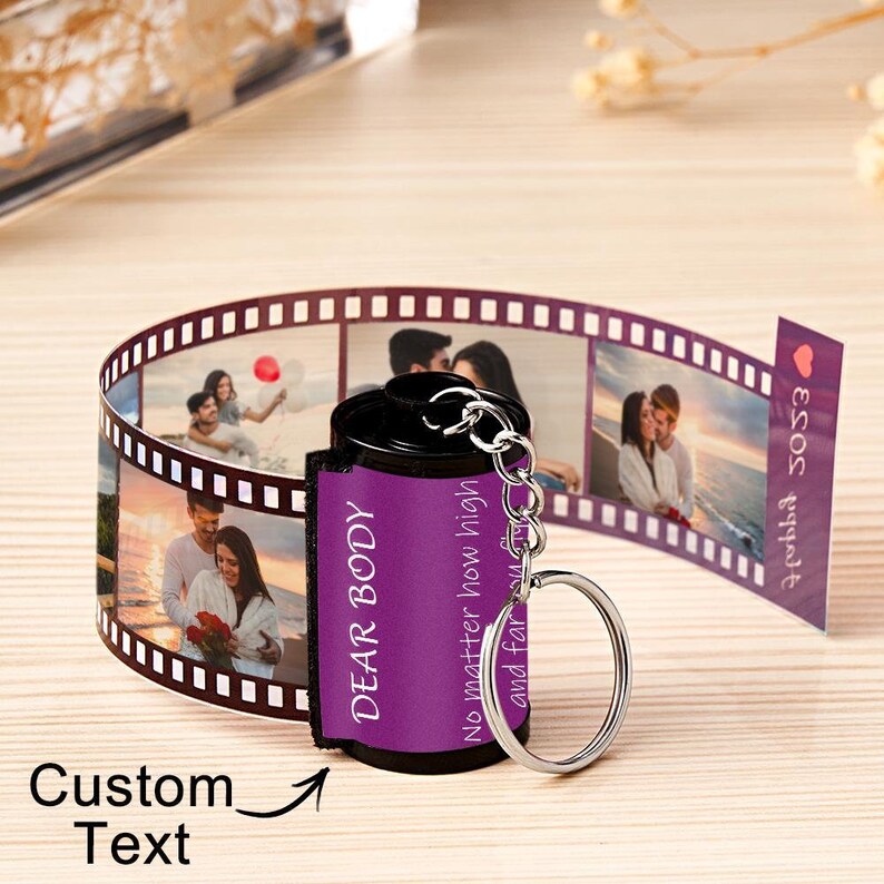 Custom Text Colorful Roll Film Keychain Camera Keychain Meaningful ...