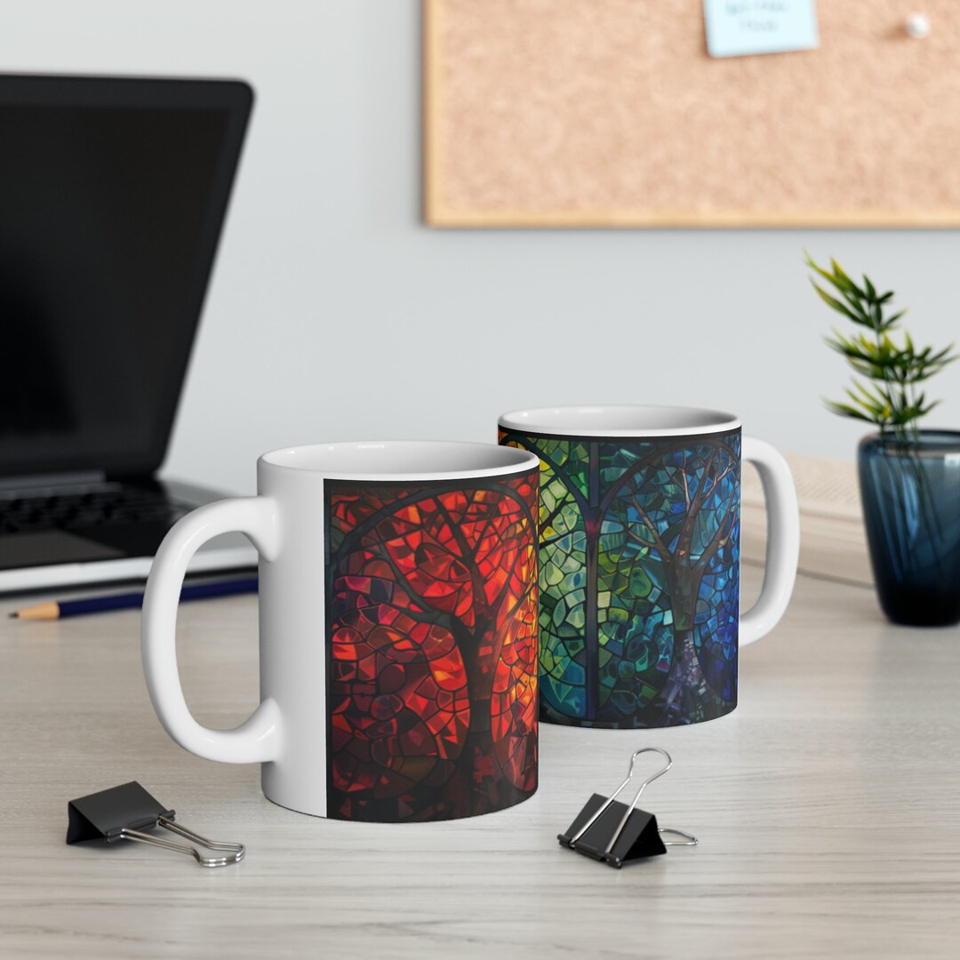 Stained Glass Scene Ceramic Coffee Mug-unique Stained Glass Print-mug ...