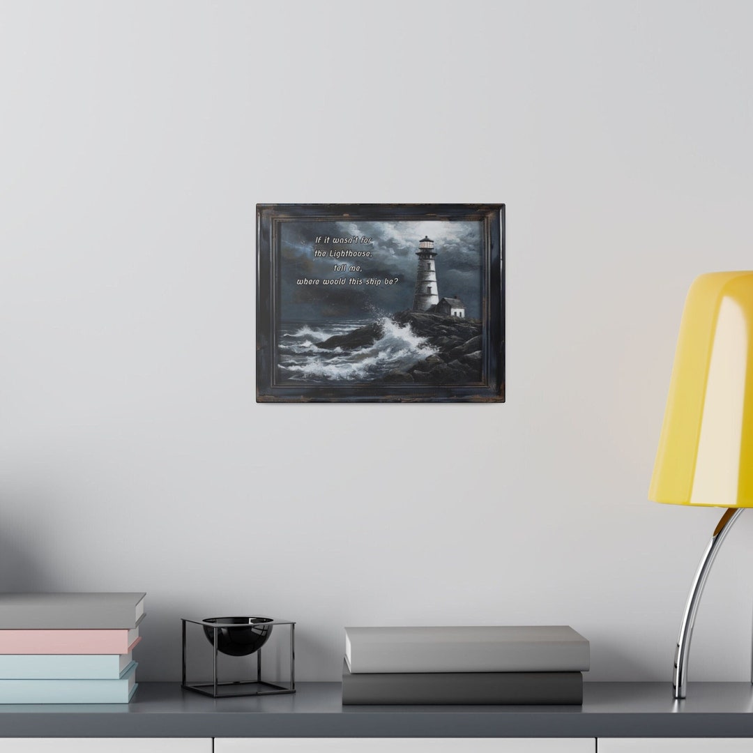 Lighthouse Canvas Wall Art- 8"x 10" Stormy Seas-frame Look-home Decor ...