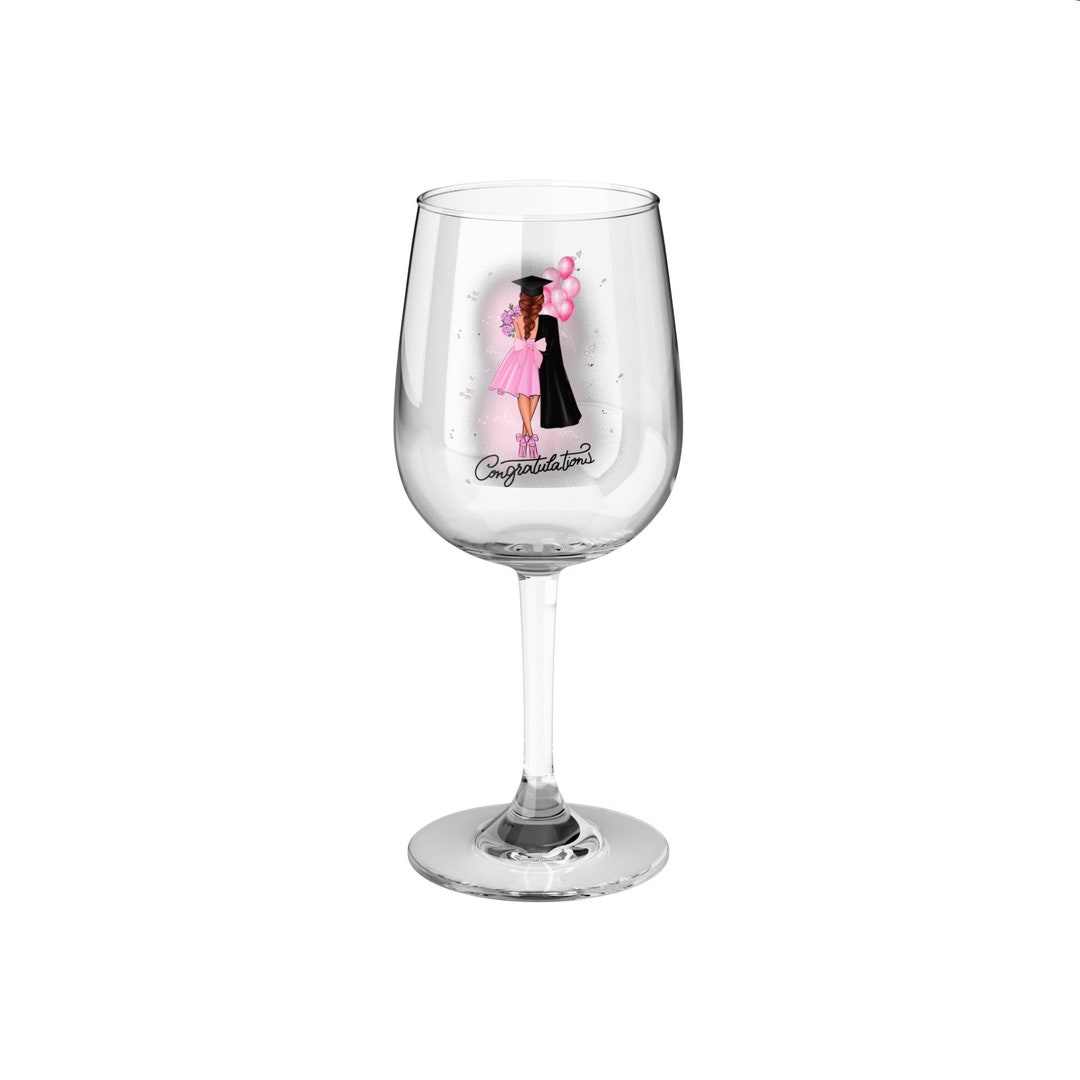 Graduation Girl Wine Glass 12oz, Graduation Wine Glass, Wine Glass ...