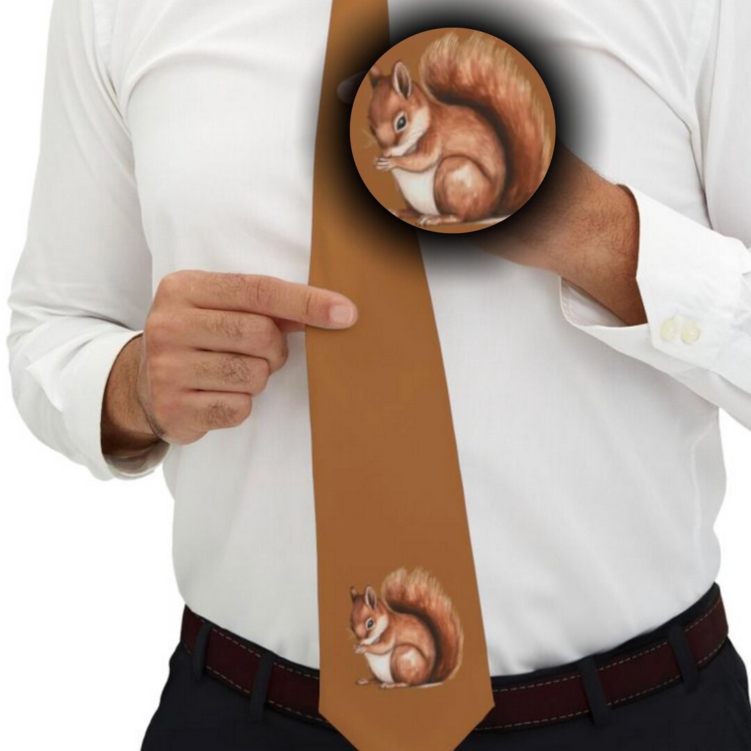 Squirrel Necktie, Adorable Animal Print Tie, Cute Wildlife Accessory ...