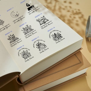 BOOK STAMP CUSTOM Book Stamp Rubber Stamp Library Stamp Book Lover Gift ...
