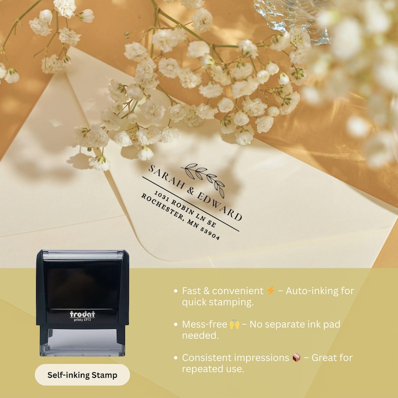 Custom Address Stamp | Wedding Stamper | Self Inking Stamp | Custom ...