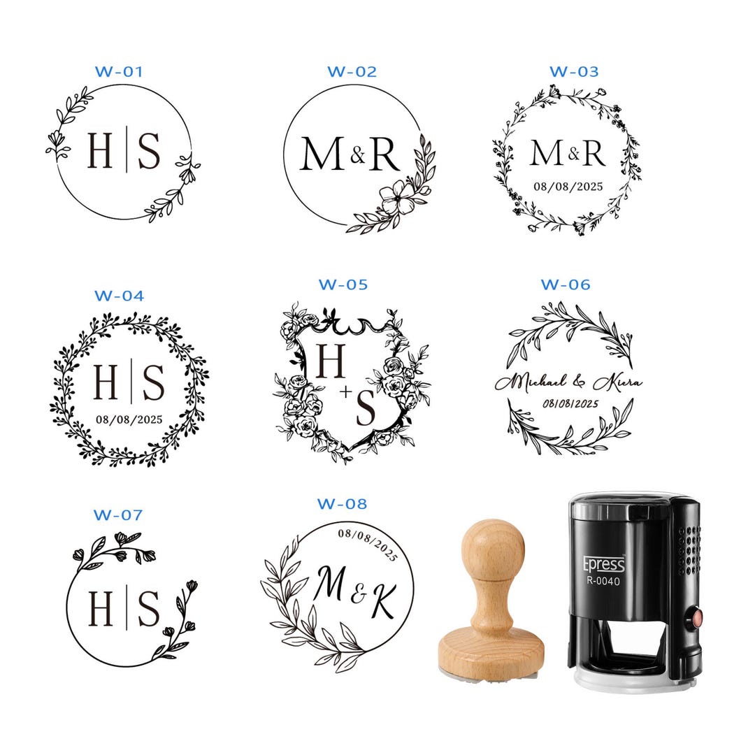 Custom Wedding Initial Stamp: Personalized Monogram, Envelope Embosser ...
