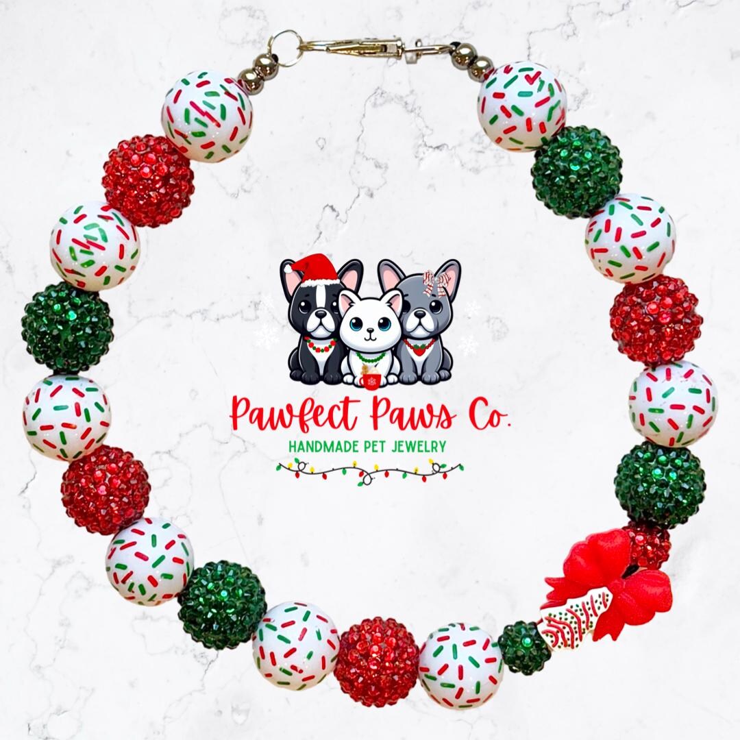 Bow-tiful Tree Red & Green Sparkle Tree Cake Custom Beaded Dog/cat ...