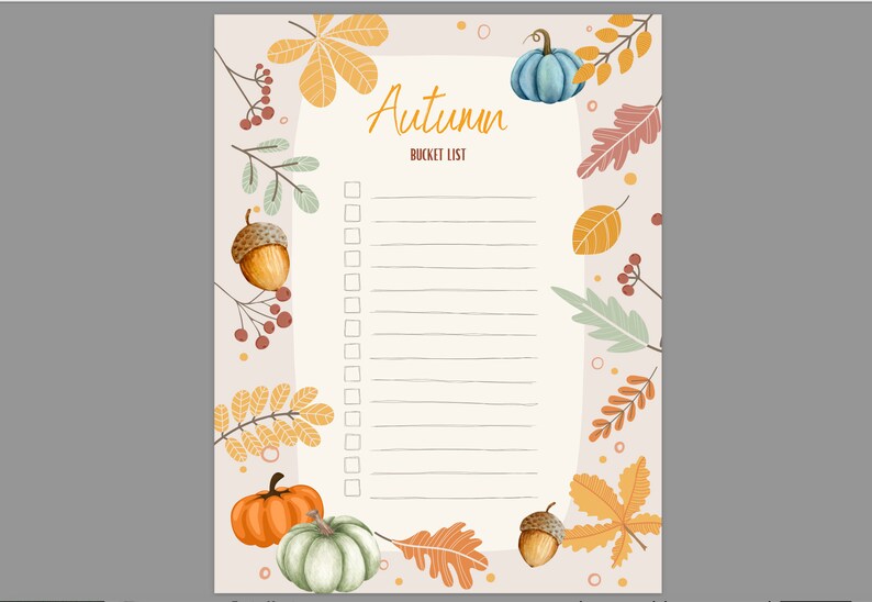 Editable Fall Bucket List Printable for Kids Fall Activities - Etsy