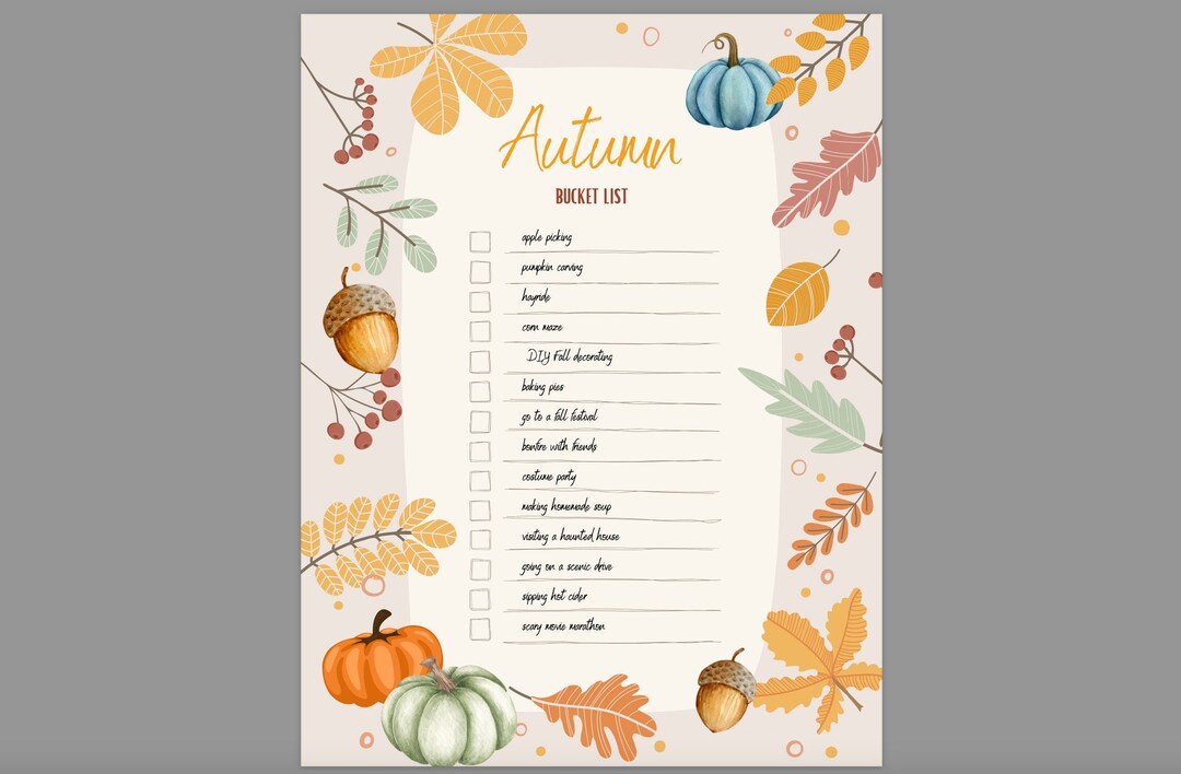 Editable Fall Bucket List, Printable for Kids, Fall Activities for Kids ...