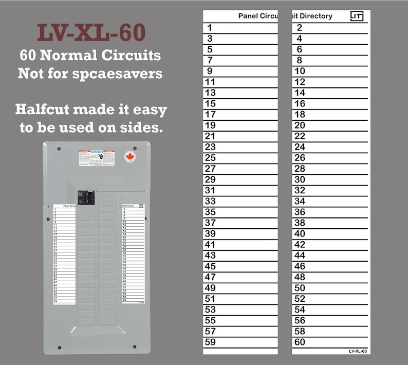 LV Fuse Box Circuit Breaker Panel Directory Labels Decals Stickers for ...